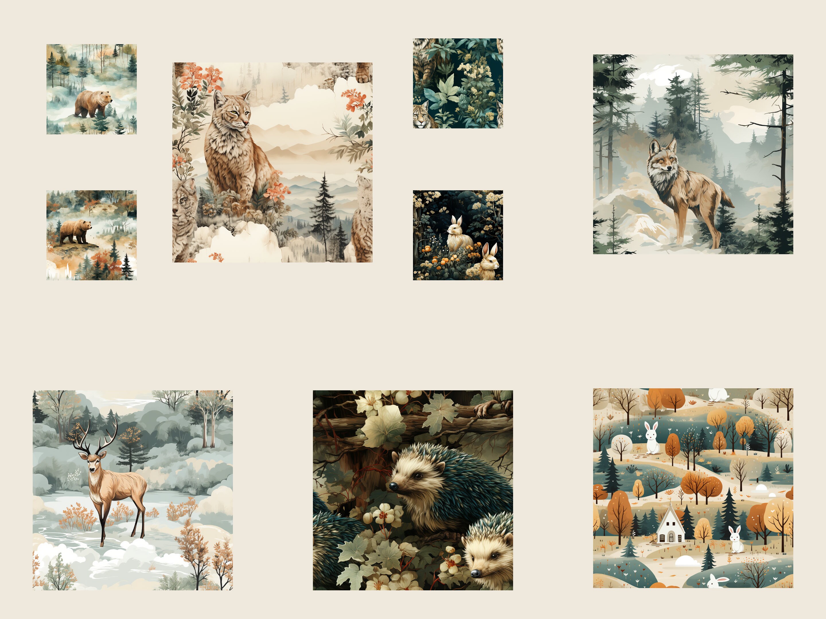 Forest Animals Clipart Set: Seamless Woodland PNG (commercial Use) - Etsy