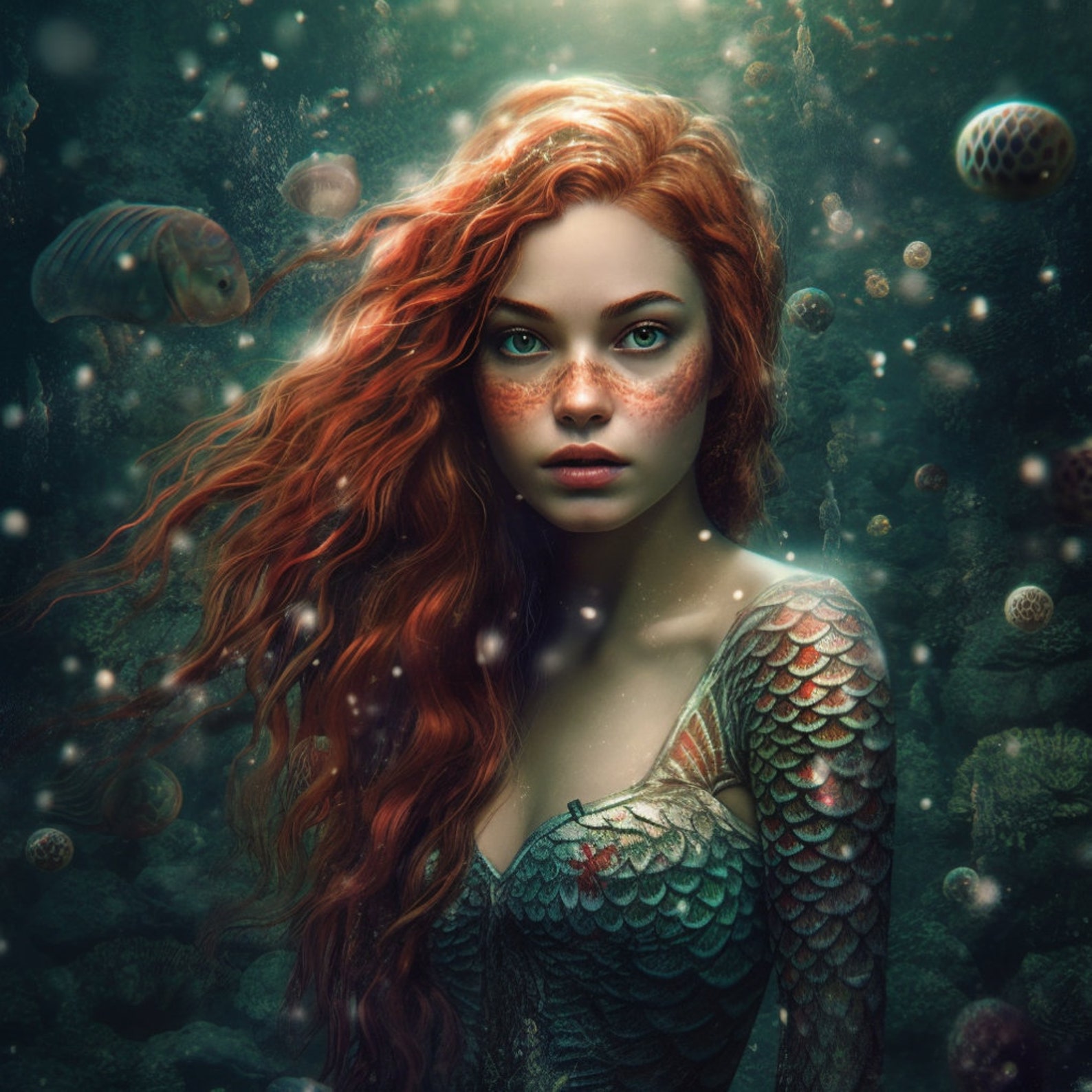 Mystical Mermaid Digital Paper Fantasy Ocean Grunge Textures Printable ...