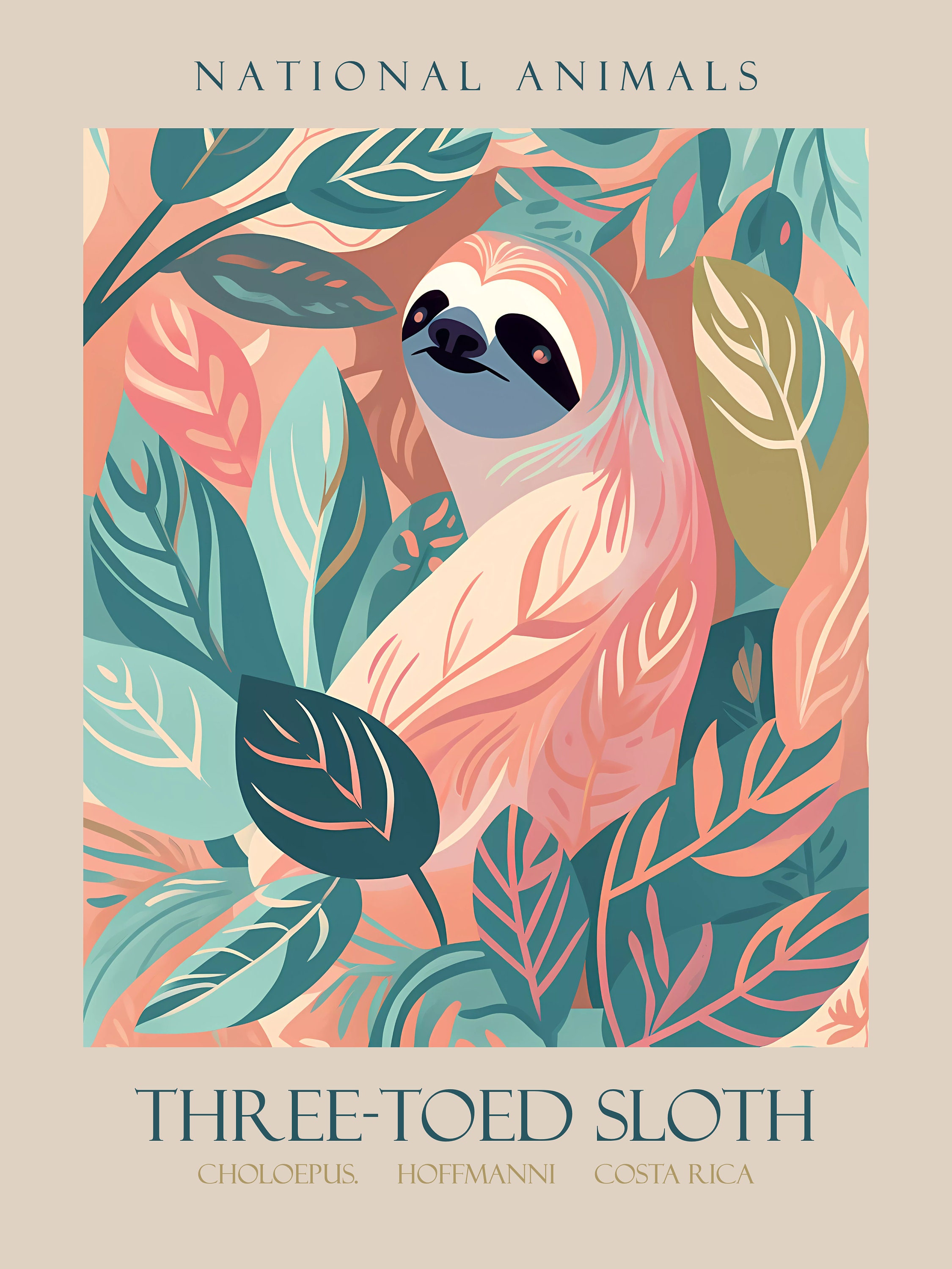 Exotic Animal Prints Set: Colorful National Animals Wall Art (digital ...