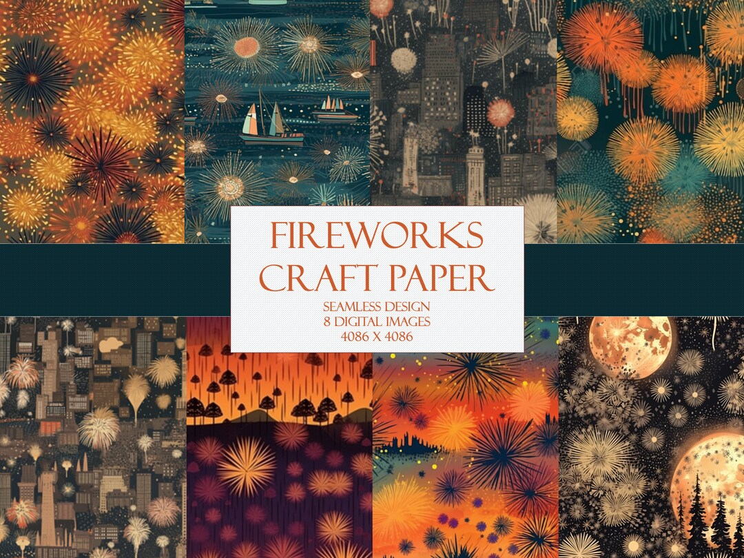 Vintage Firework Digital Craft Paper Seamless Repeating Patterns ...
