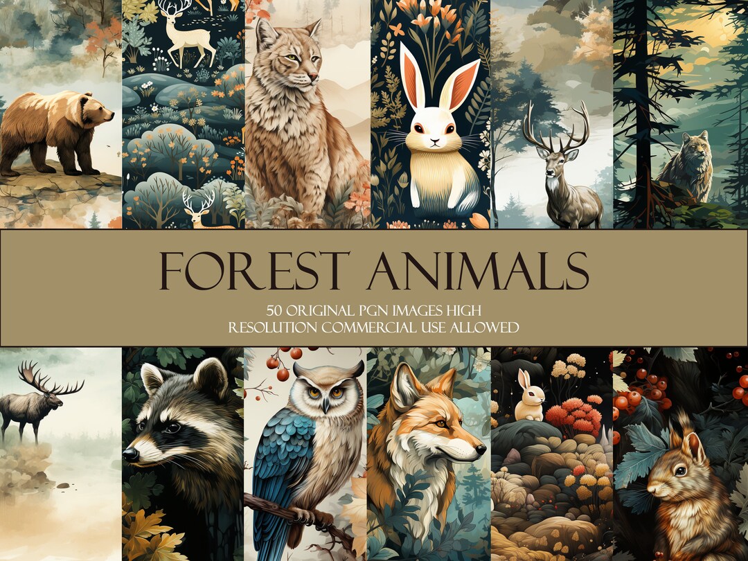 Enchanting Wild Forest Animals Seamless Pattern Clipart Set High ...