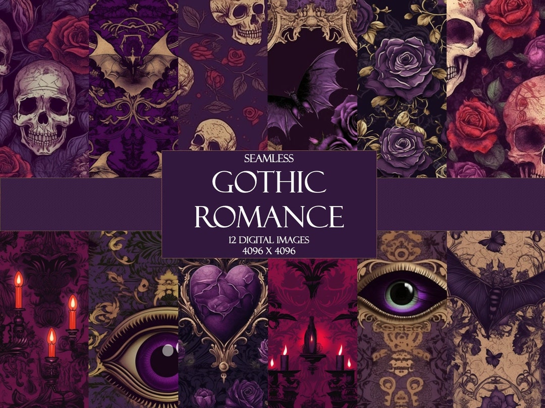 Gothic Romance Seamless Patterns: Halloween Digital Paper (4096x4096 Px ...