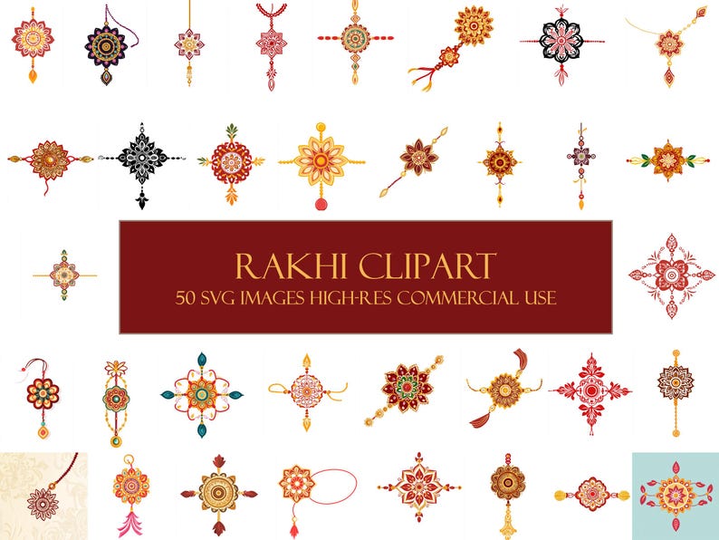 Rakhi Amulet SVG Clipart Bundle: Raksha Bandhan Designs (digital ...