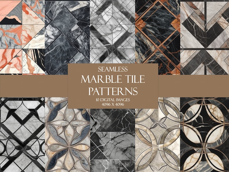 Marble Tiles Seamless Repeating Pattern Digital Paper Pack Commercial ...