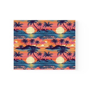 Tropical Beach Sunset Landscapes Seamless Repeating Pattern Digital ...