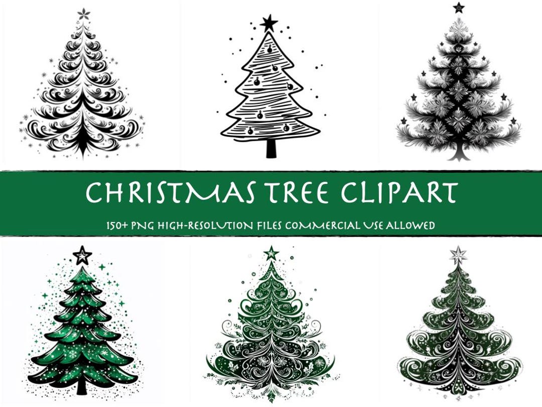 150 Christmas Tree PNG Clipart Bundle High Resolution | Festive Holiday ...