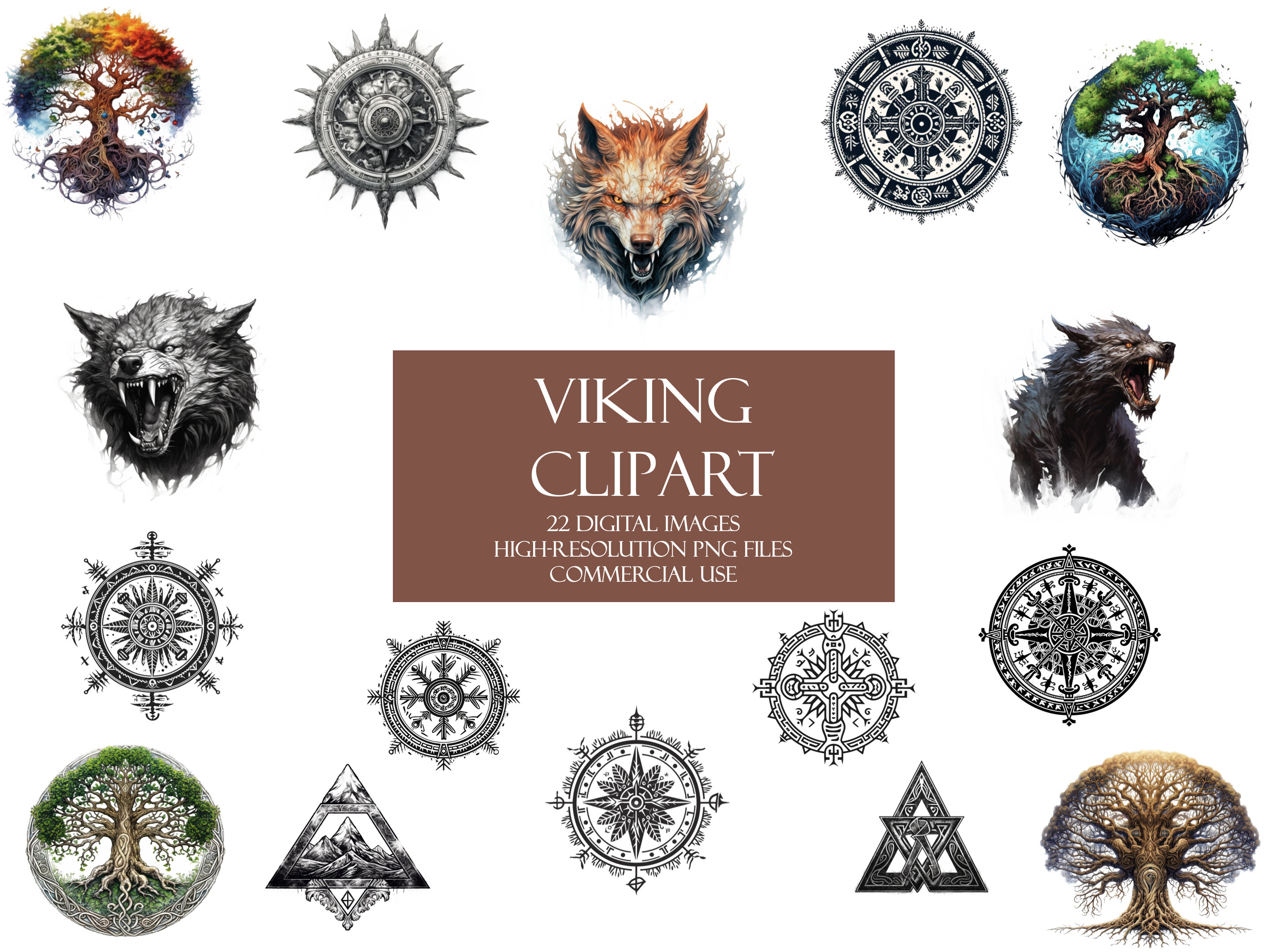 22 Viking Celtic Clip-art PNG Bundle Viking Symbols Instant Download ...