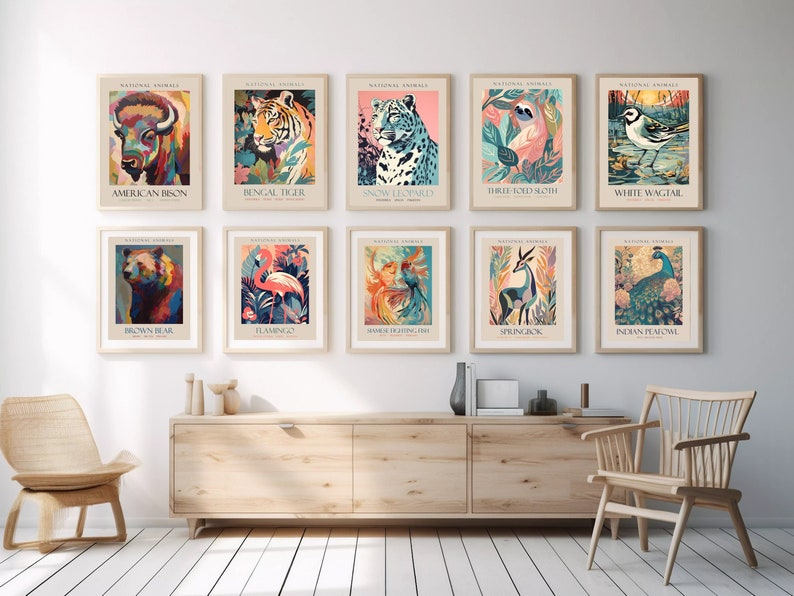 Animal Poster Digital Prints, Set of 10, Animal Wall Art, Animal ...