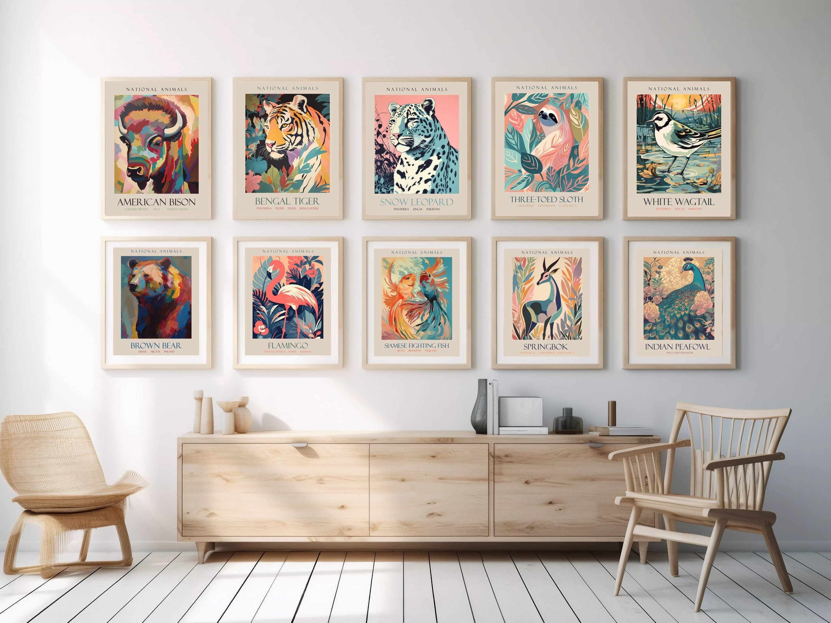 Animal Poster Digital Prints, Set of 10, Animal Wall Art, Animal ...
