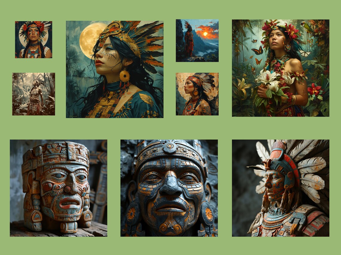 Aztec Gods Clipart Bundle: 80 PNG Mythological Illustrations ...