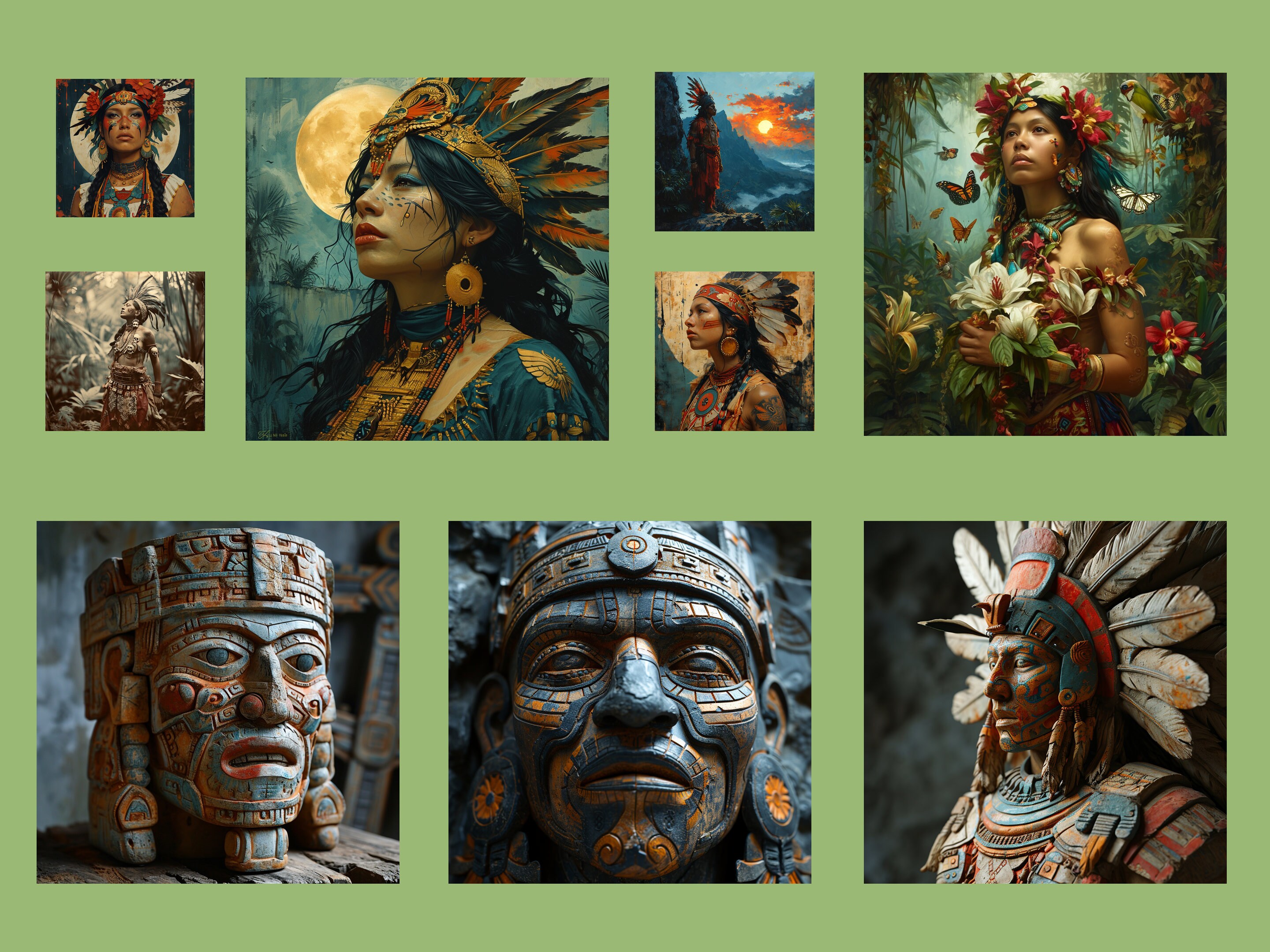 Aztec Gods Clipart Bundle 80 High Quality PNG: Mythological Digital ...