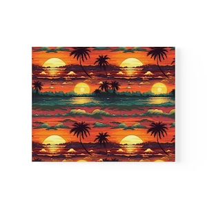 Tropical Beach Sunset Landscapes Seamless Repeating Pattern Digital ...