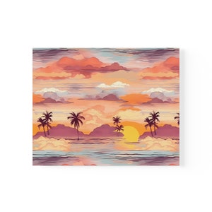Tropical Beach Sunset Landscapes Seamless Repeating Pattern Digital ...