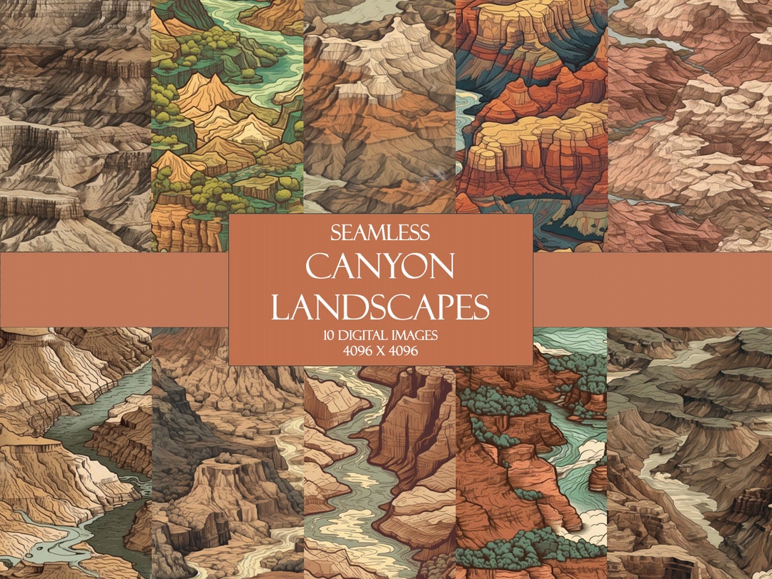 Canyon Landscapes Seamless Repeating Pattern Digital Paper Pattern Pack ...