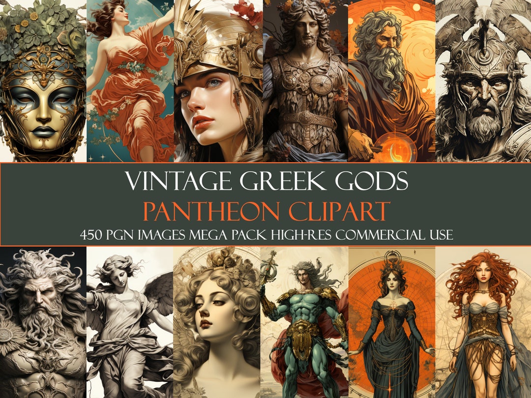 450 Vintage Greek Gods Pantheon Clipart Mega Pack PNG High Resolution ...