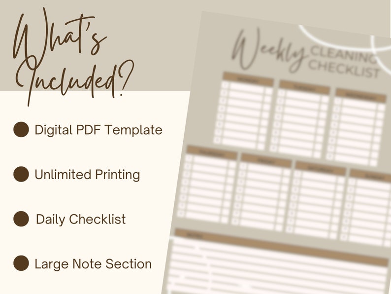 Weekly Cleaning Checklist - Etsy