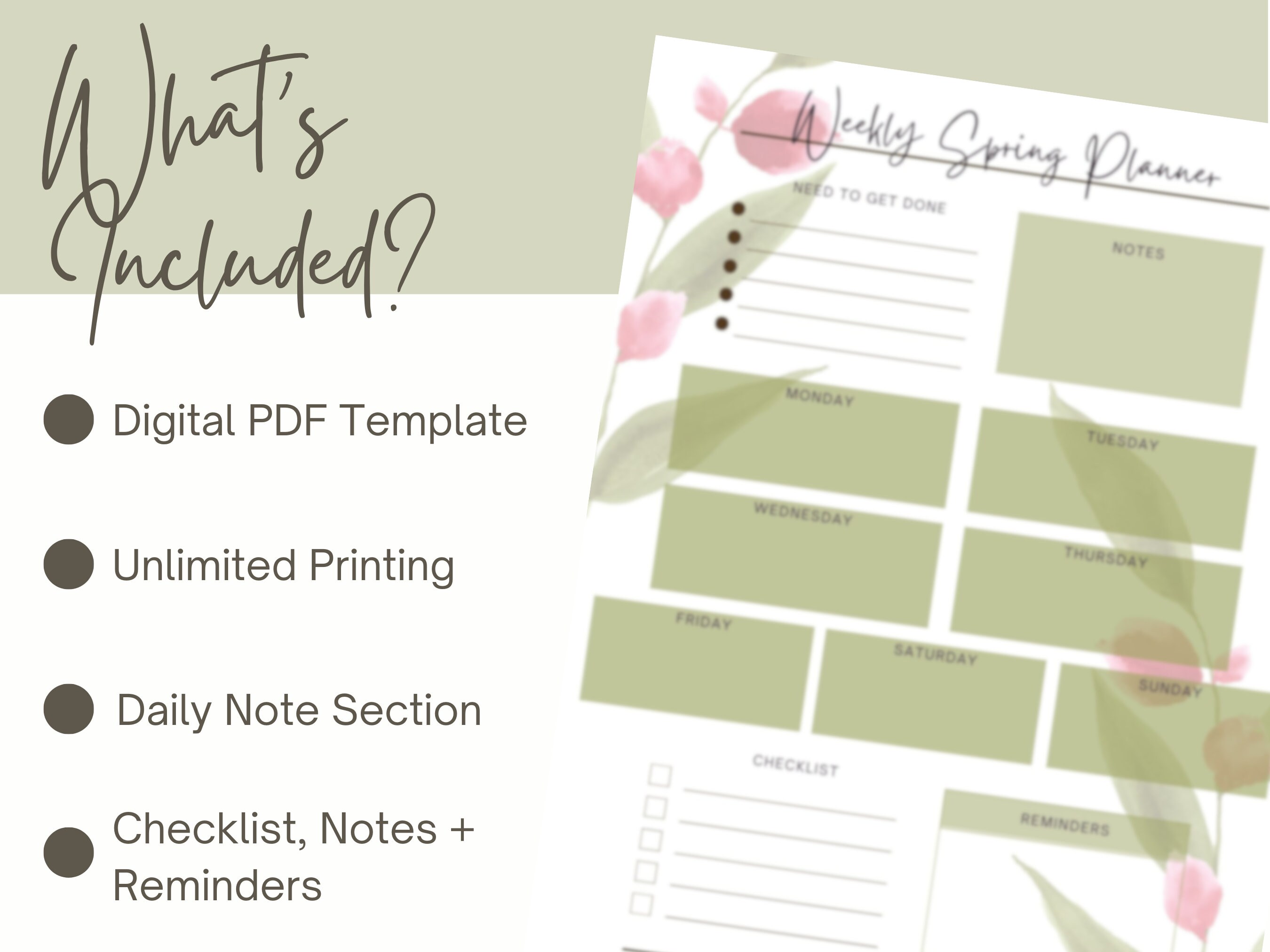 Weekly Spring Planner for Organization + Planning - Etsy