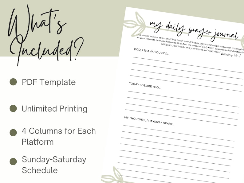 Daily Prayer Journal Printable Template - Etsy