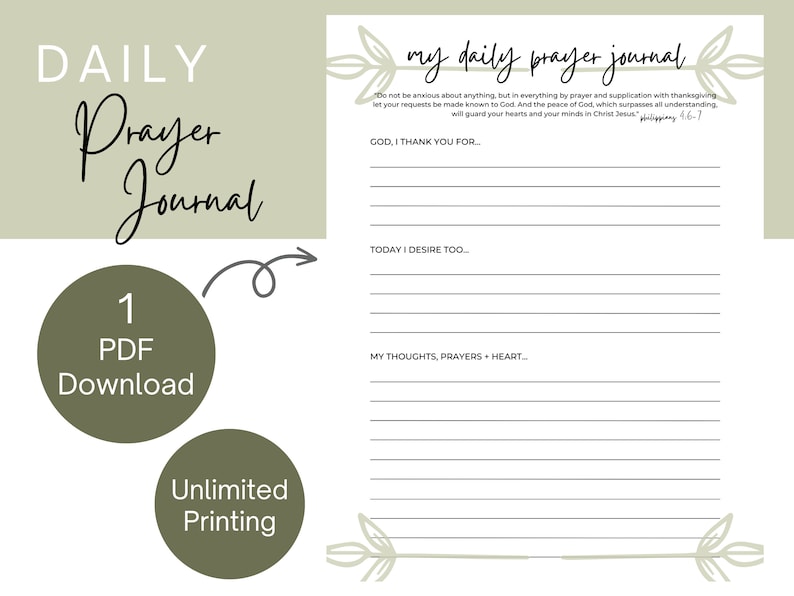 Daily Prayer Journal Printable Template - Etsy