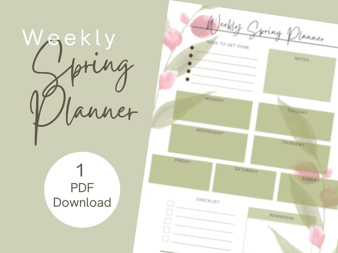 Weekly Spring Planner for Organization + Planning - Etsy