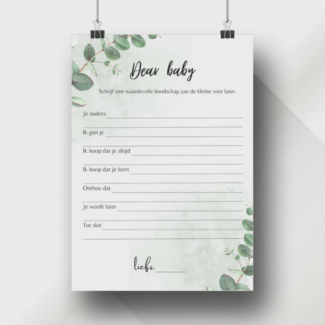 Baby Shower Card Dear Baby Baby Shower Fill-in Card Advice Cards Baby ...