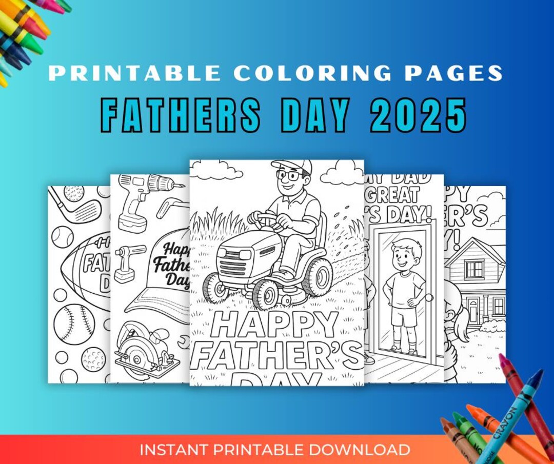 Father's Day Coloring Pages Bundle of 5. Digital Download Cute Bears ...