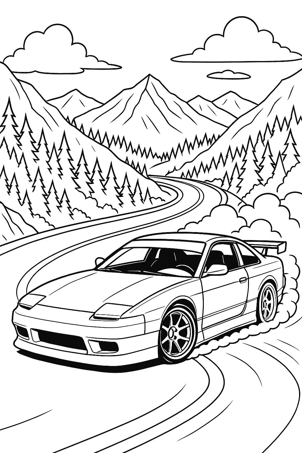 JDM Drift Car Coloring Pages – 5 Page Printable Bundle | Digital ...