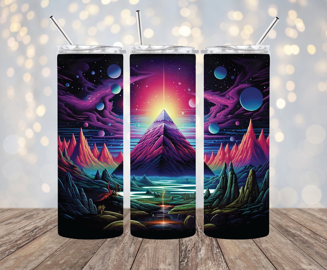 Psychedelic Pyramid 20 Oz Skinny Tumbler Sublimation Design, Straight ...