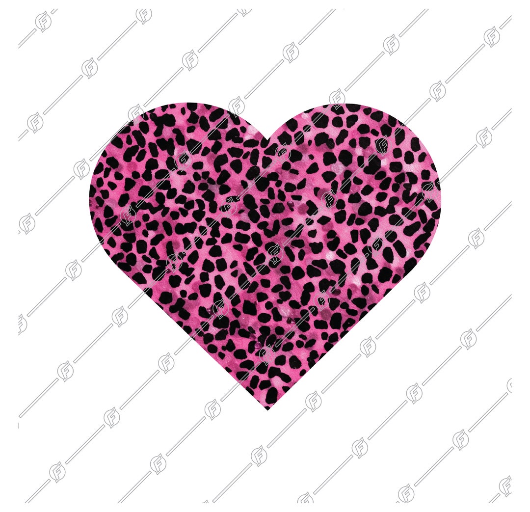 Leopard Print Heart Png Clipart Sublimation Design Pink Heart