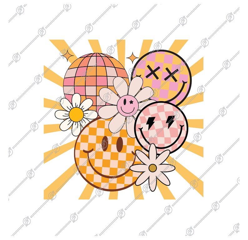 Retro Smiley Face PNG, Distressed Smile Face Png, Retro Checkered Smile ...