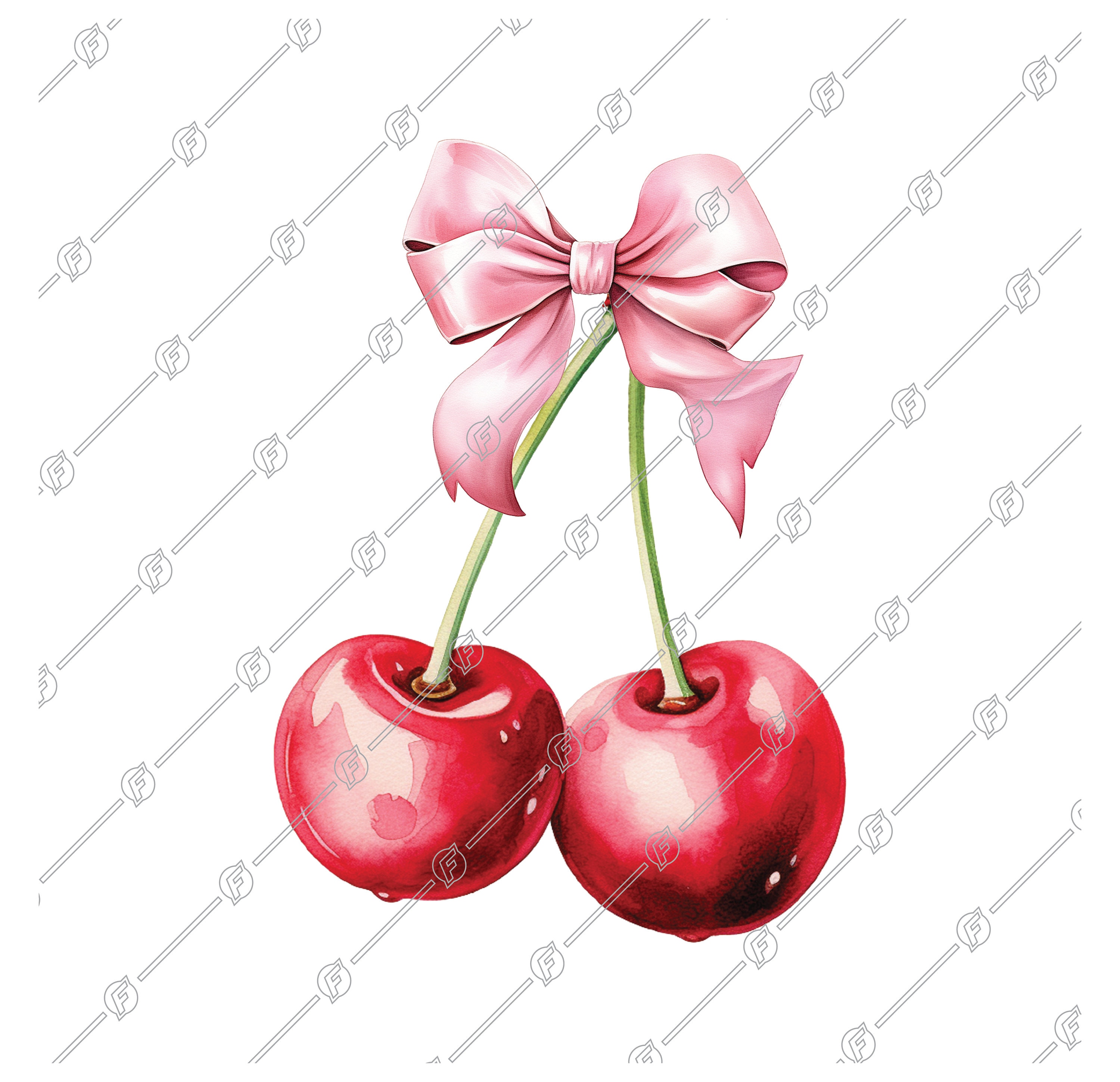 Cherry and Pink Bow Coquette PNG, Pink Bow Png, Cherry Png, Coquette ...