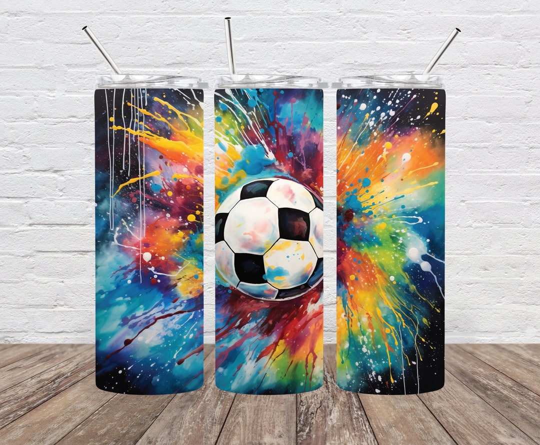 Soccer Ball 20 Oz Skinny Tumbler Sublimation Design, Straight Tumbler ...