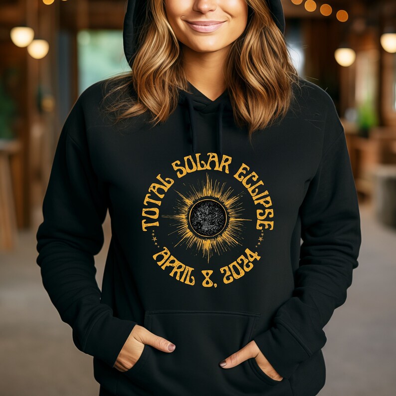 Retro Rock Concert Fan Gear, Total Solar Eclipse 2024 Hoodie, Path O Totality Pullover, Solar ...