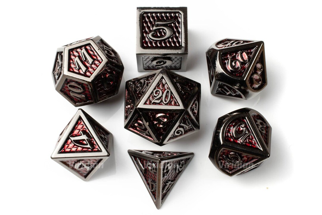 Blood Dragon Dark Red Scales Large Metal Dice Set 7 - Etsy
