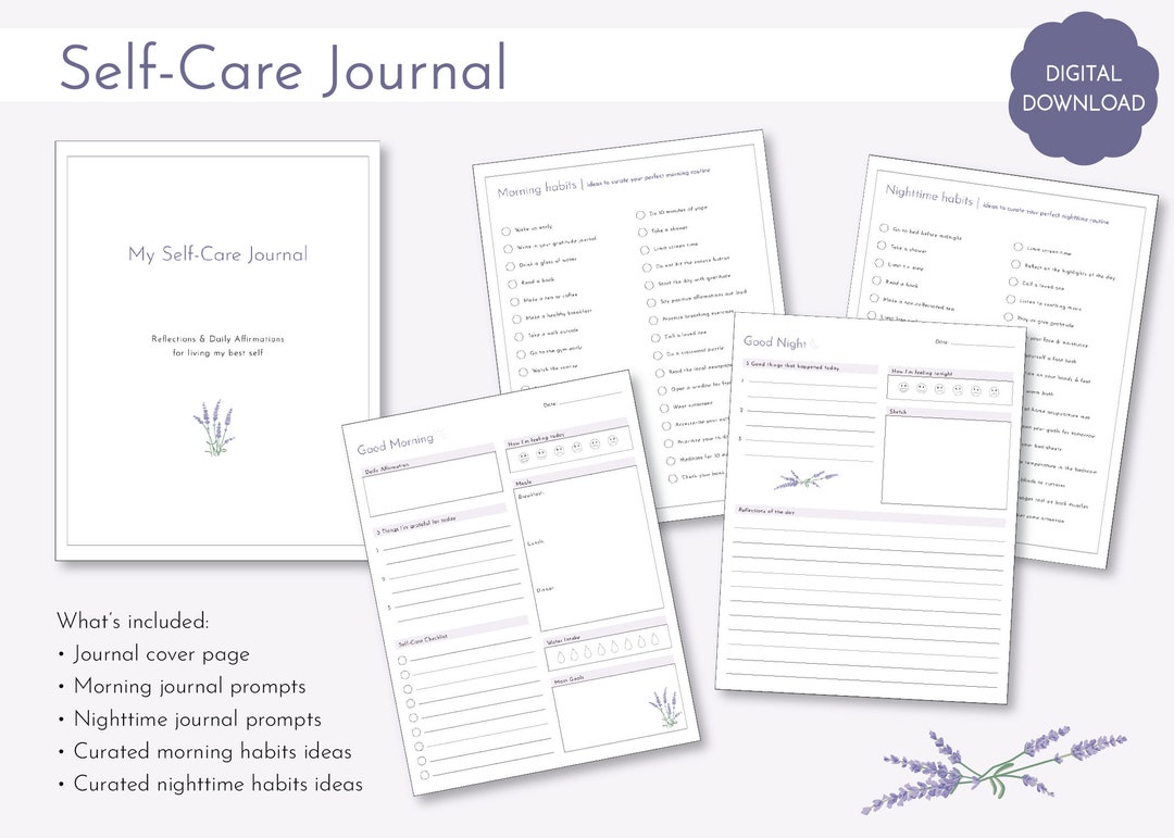 Self-care Journal, Digital & Printable - Lavender - Etsy
