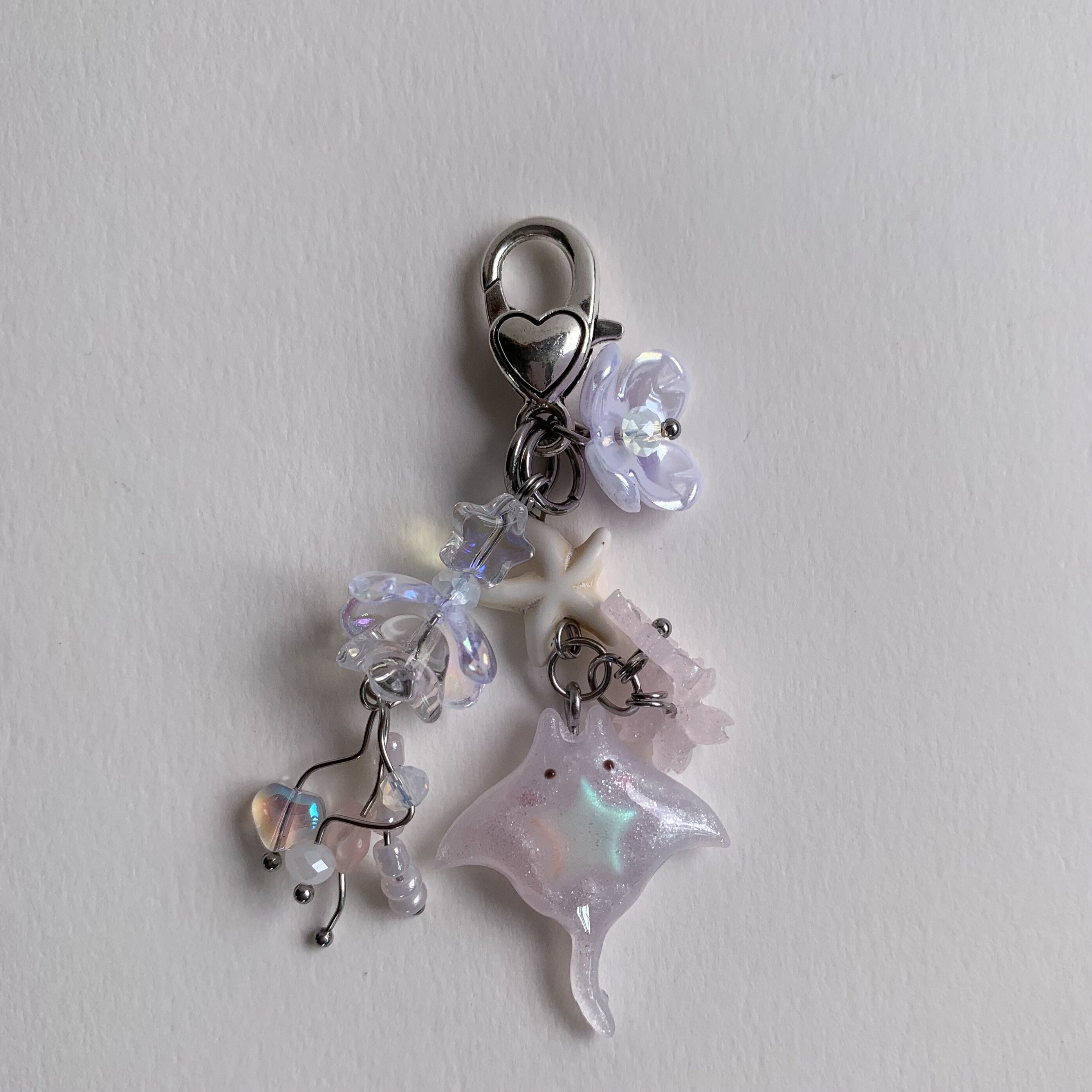 Stingray and Jellyfish Keychain Handmade Beads Crystal Pink - Etsy