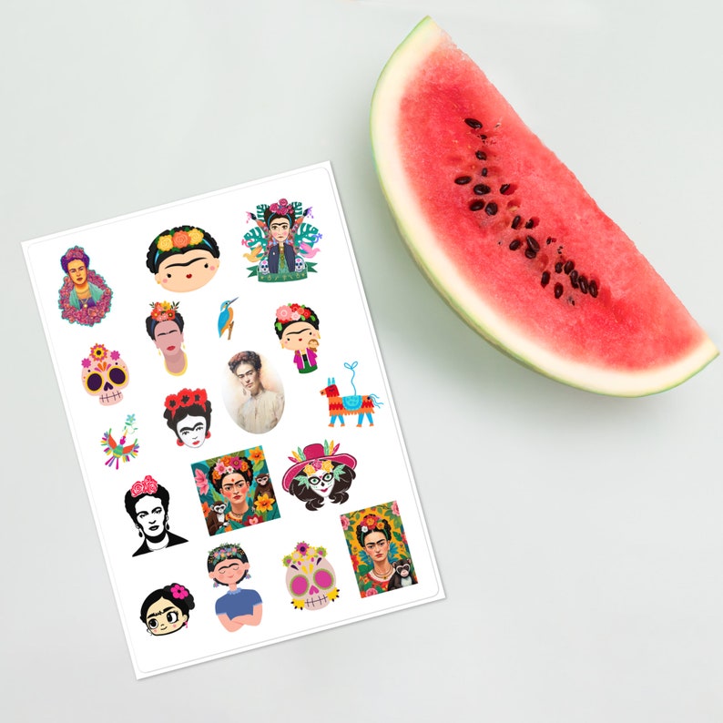 Frida Kahlo-inspired Sticker Sheet Instant Downloadable Printable PNG ...