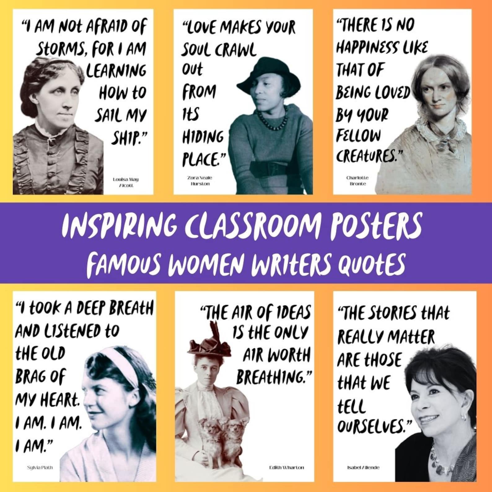 Inspiring Quotes Digital Poster Set of 10 Literary Printables, Women ...