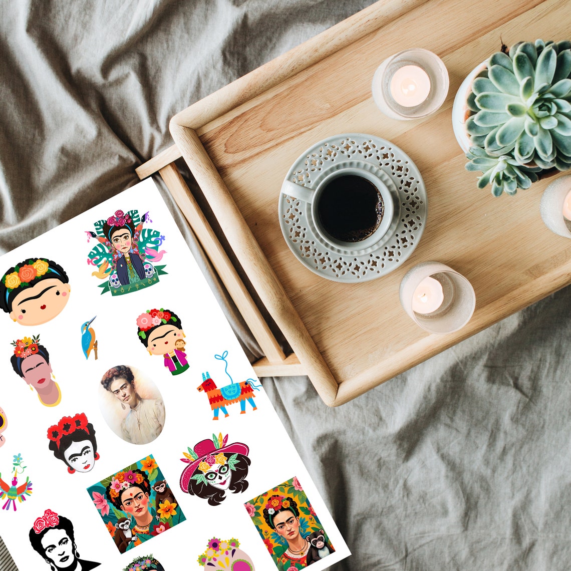 Frida Kahlo-inspired Sticker Sheet Instant Downloadable Printable PNG ...