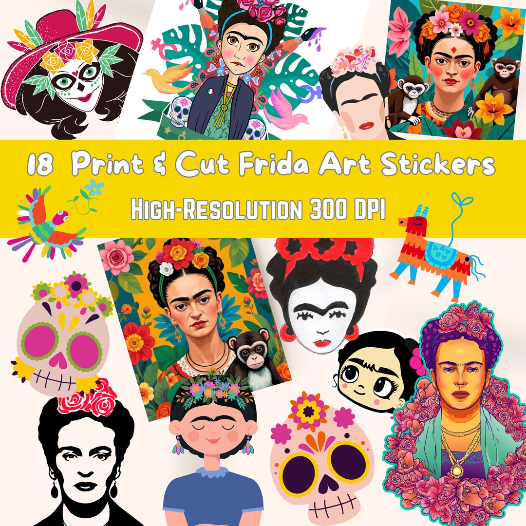 Frida Kahlo Sticker Sheet, Cute Kidcore Art (printable PNG & PDF) - Etsy