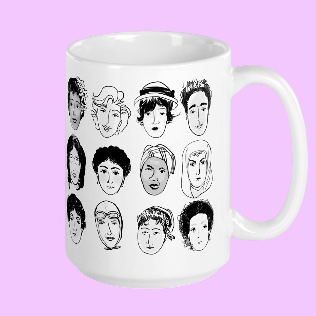 Women in History Mug Famous Women White Glossy Mug Cafecore Marie Curie ...