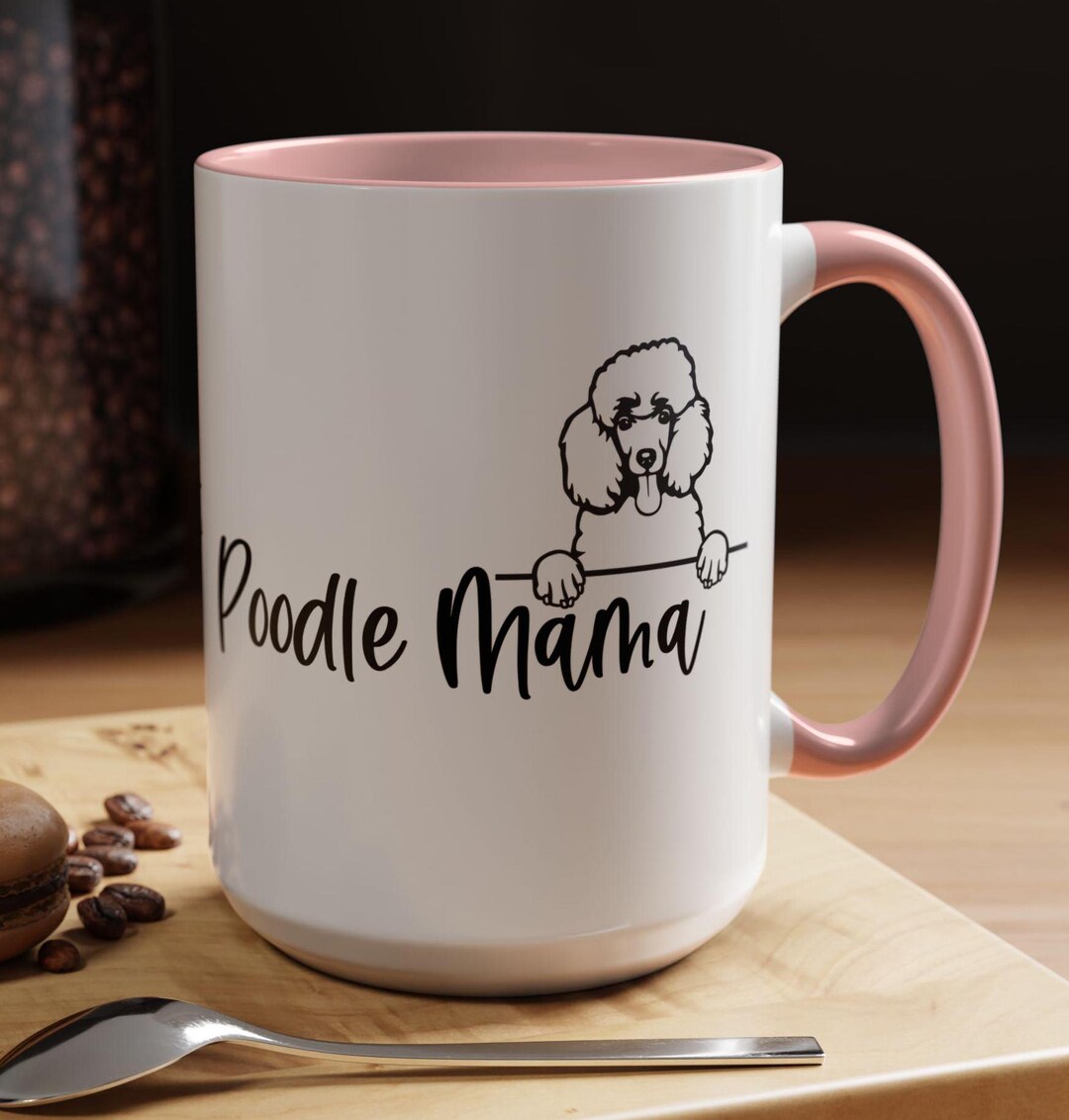 Poodle Mama Graphic Two-tone Coffee Mugs, 15oz, Dog Mom Mug, Poodle Mom ...