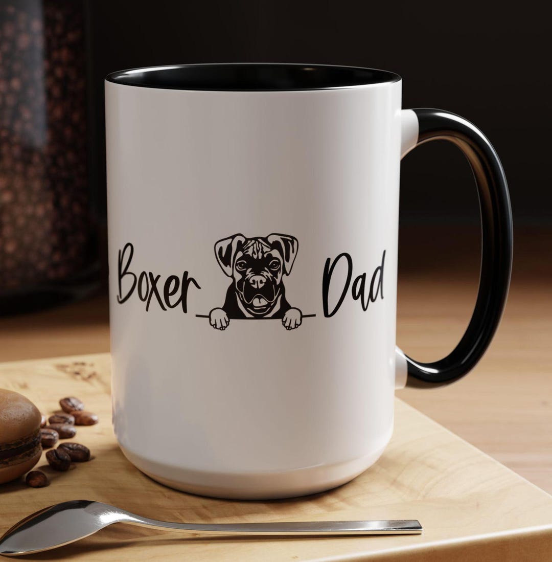 Boxer Dad Graphic Two-tone Coffee Mugs, 15oz, Boxer Dad Mug, Boxer Gift ...