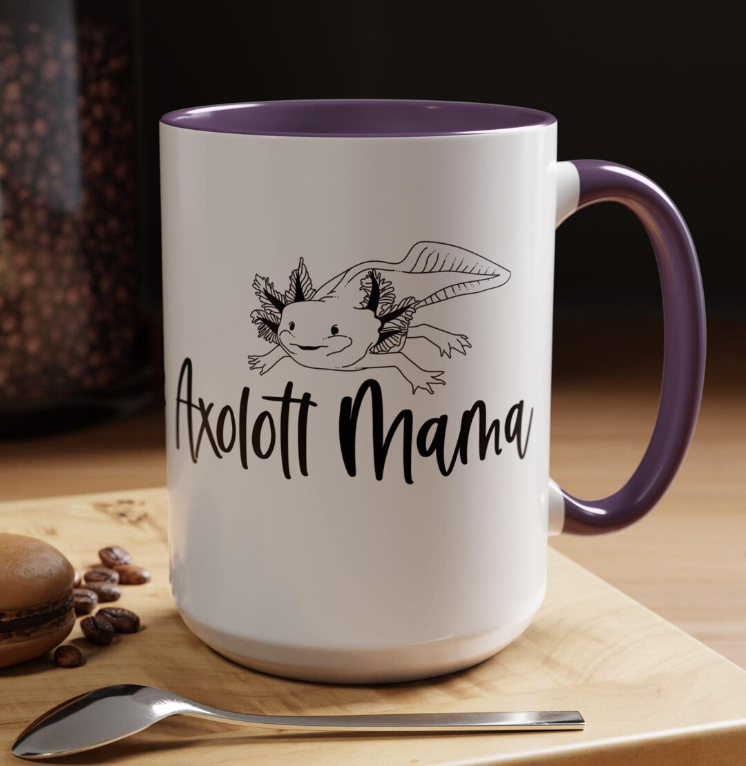 Axolotl Mama Graphic Two-tone Coffee Mugs, 15oz, Axolotl Mom Mug ...