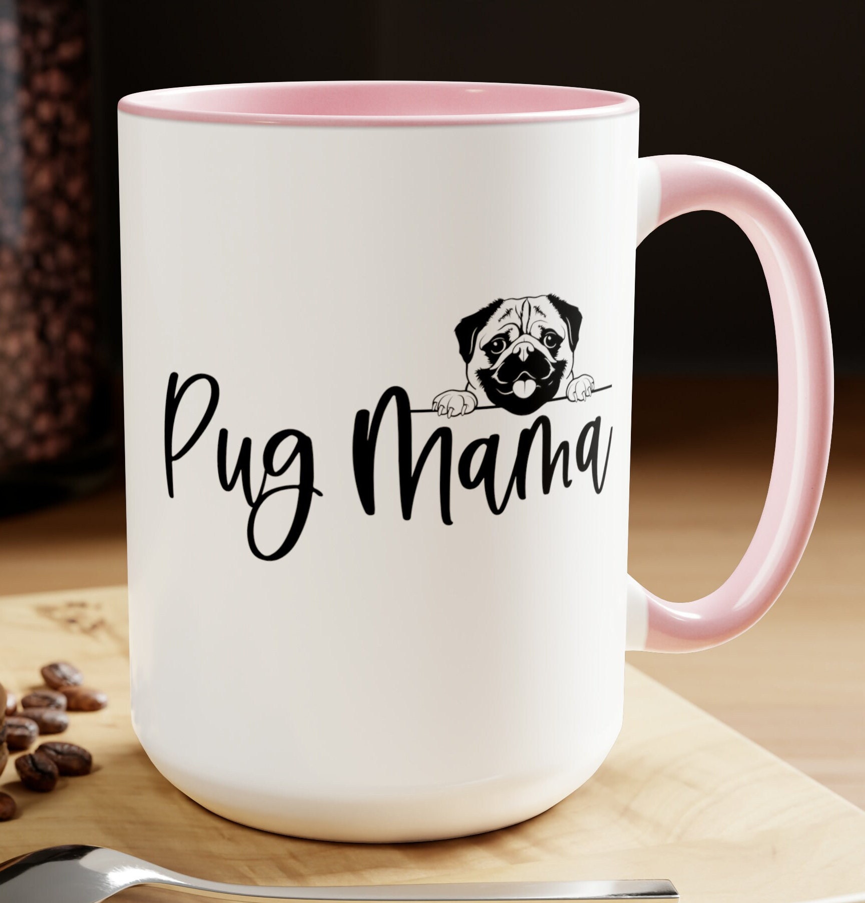 Pug Mama Graphic Two-tone Coffee Mugs 15oz Dog Mom Mug - Etsy