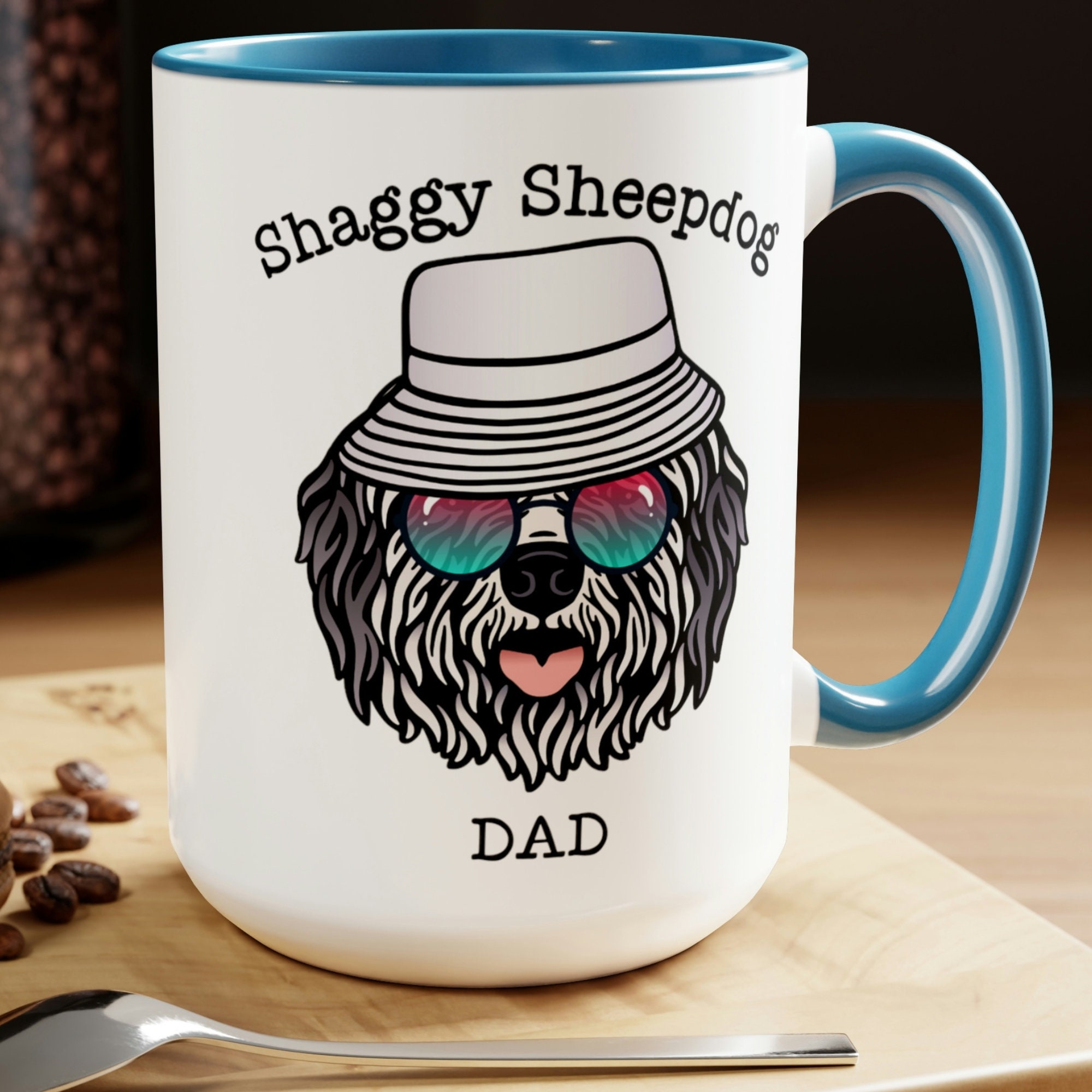 Shaggy Sheepdog Mama/dad Two-tone Coffee Mug, 15oz | Sheepdog Mom/dad ...
