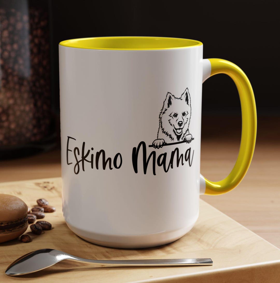 American Eskimo Mama Two-tone Coffee Mugs, 15oz, 8 Colors, American ...