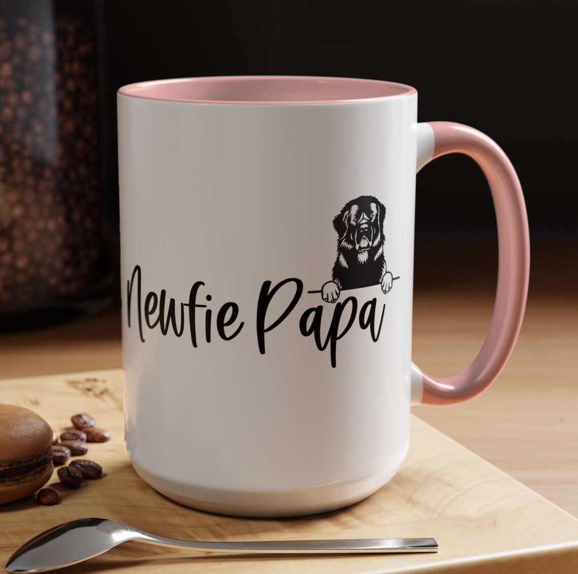 Newfie Papa Two-tone Coffee Mugs, 15oz, 8 Colors, Newfie Dad ...