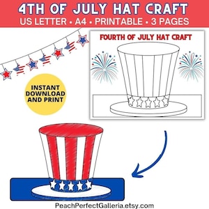 Uncle Sam Hat Printable Craft for 4th of July Independence Day ...