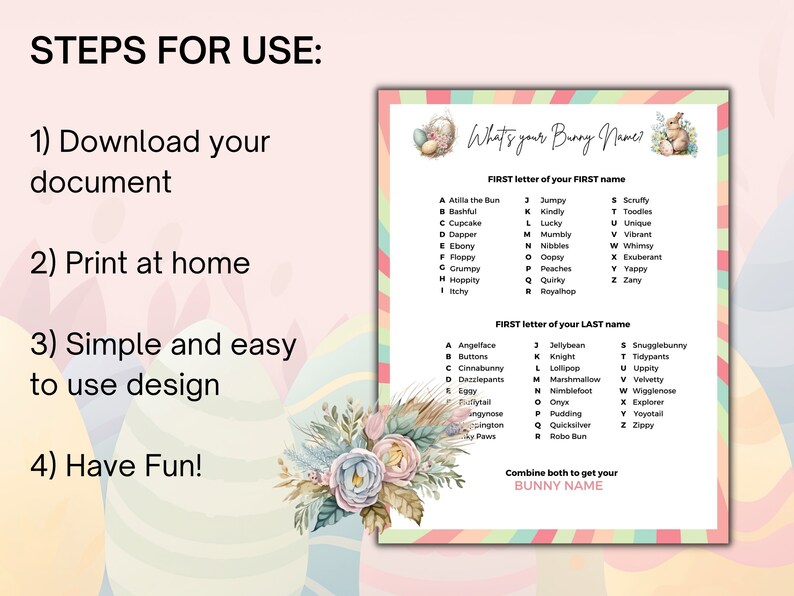Easter What's Your Bunny Name Printable for Kids and Adults for Fun ...